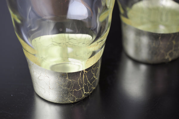 "Kannyu" Warped Glass with Champagne Gold Crazing (250ml) - Set of 2 ...