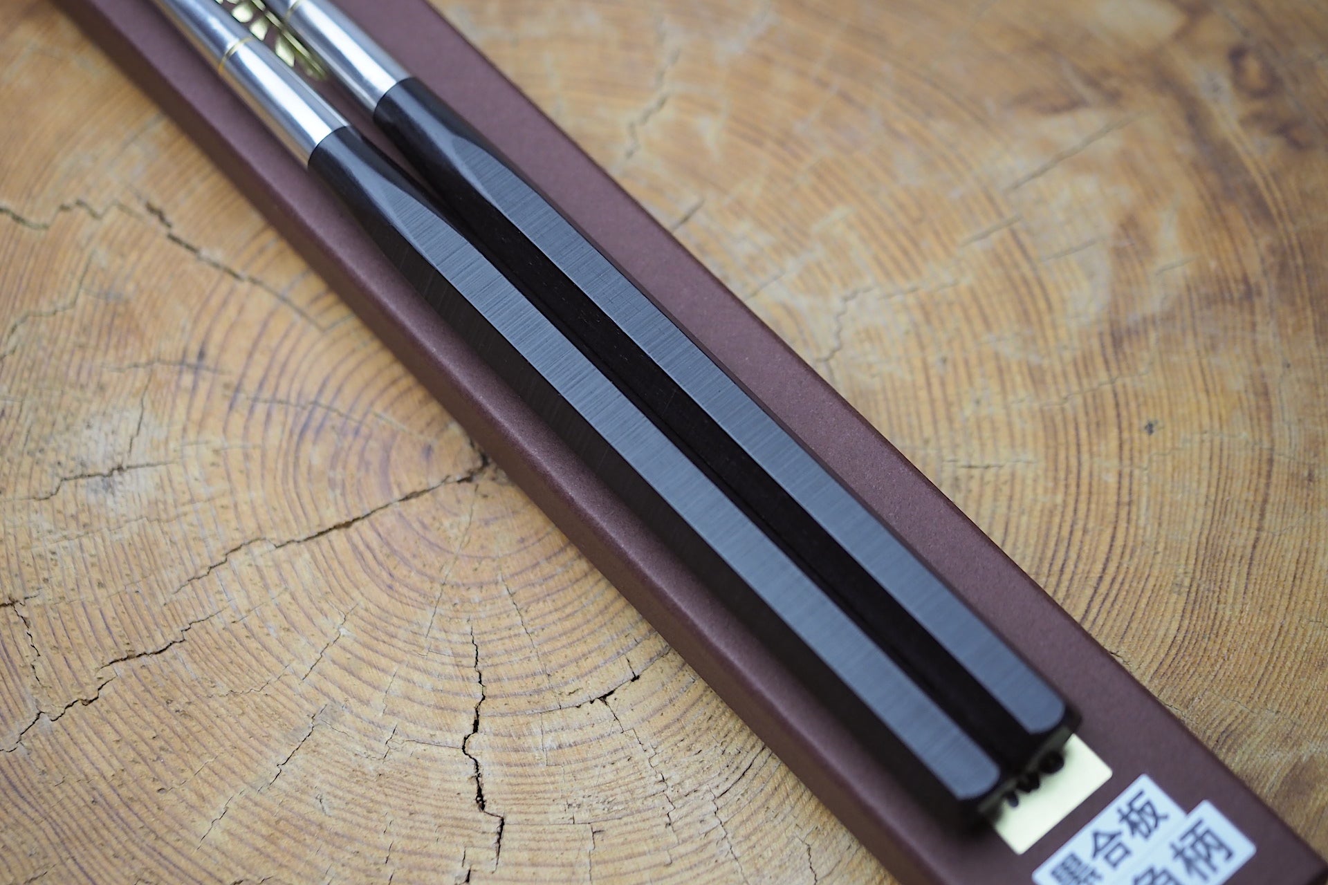 Moribashi Hexagonal Black Plywood Handle Stainless-steel Serving Chops ...