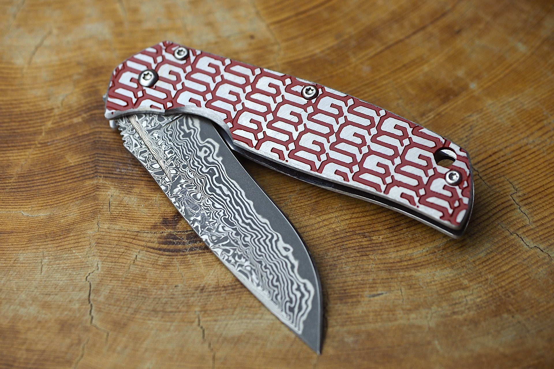 Folding Knife - Gentleman Knife RED GS Pattern Damascus VG10 Steel wit ...