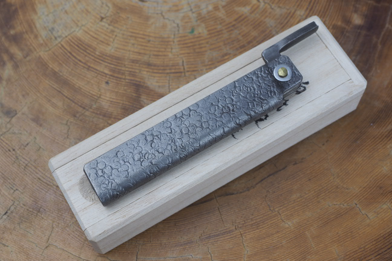 Tomita Hammer-tone White-2 Steel Higonokami Folding Knife (Wooden box ...
