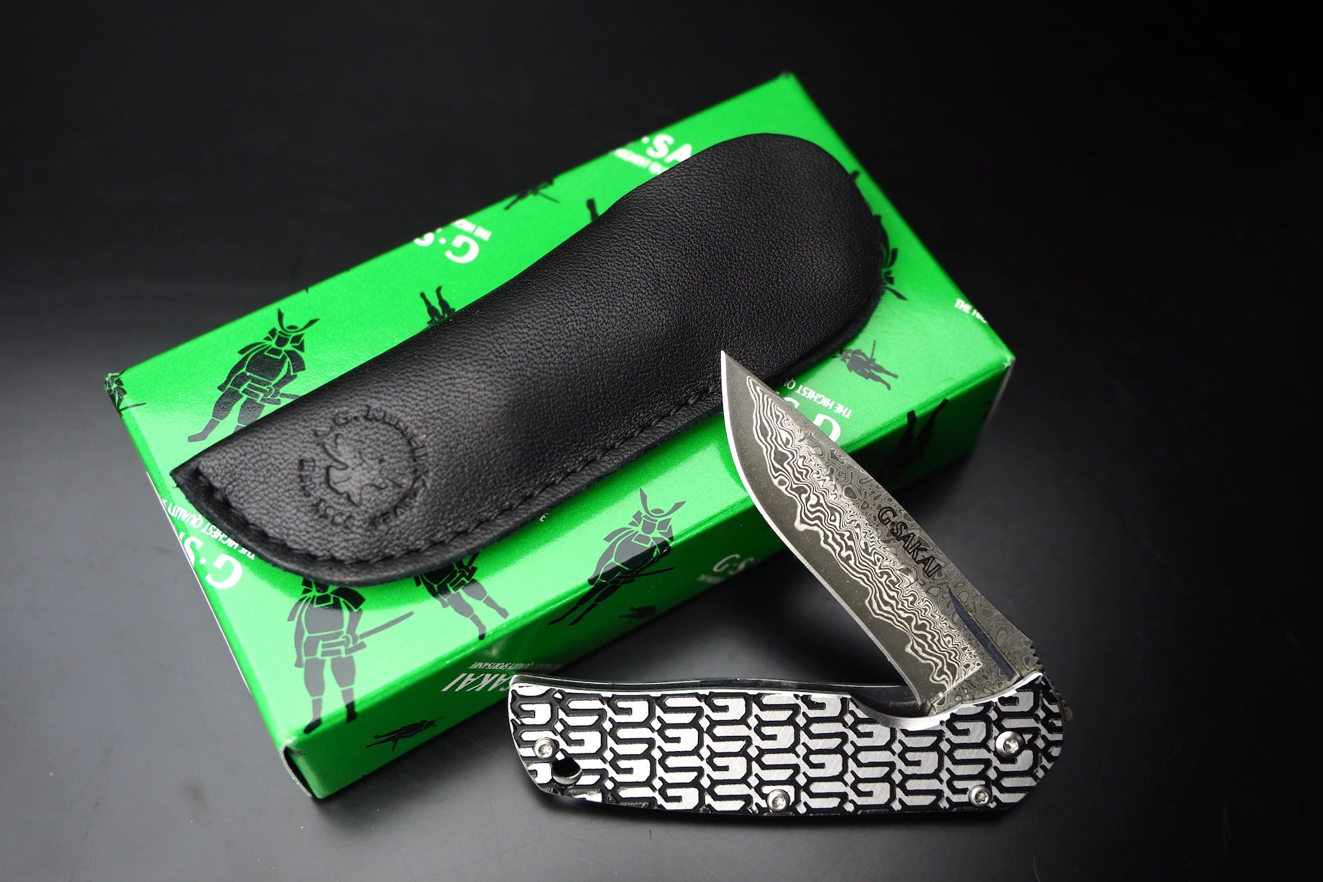 Folding Knife - Gentleman Knife Black GS Pattern Damascus VG10 Steel w ...