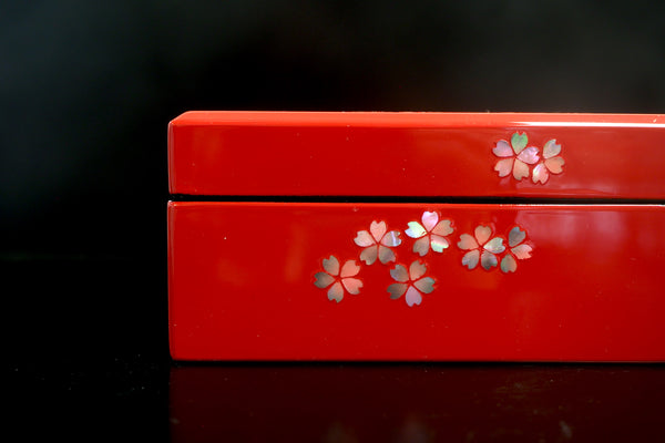Raden Lacquer Jewel Box - Cherry Blossom Pattern (red) (13.3x13.3x6.3c ...