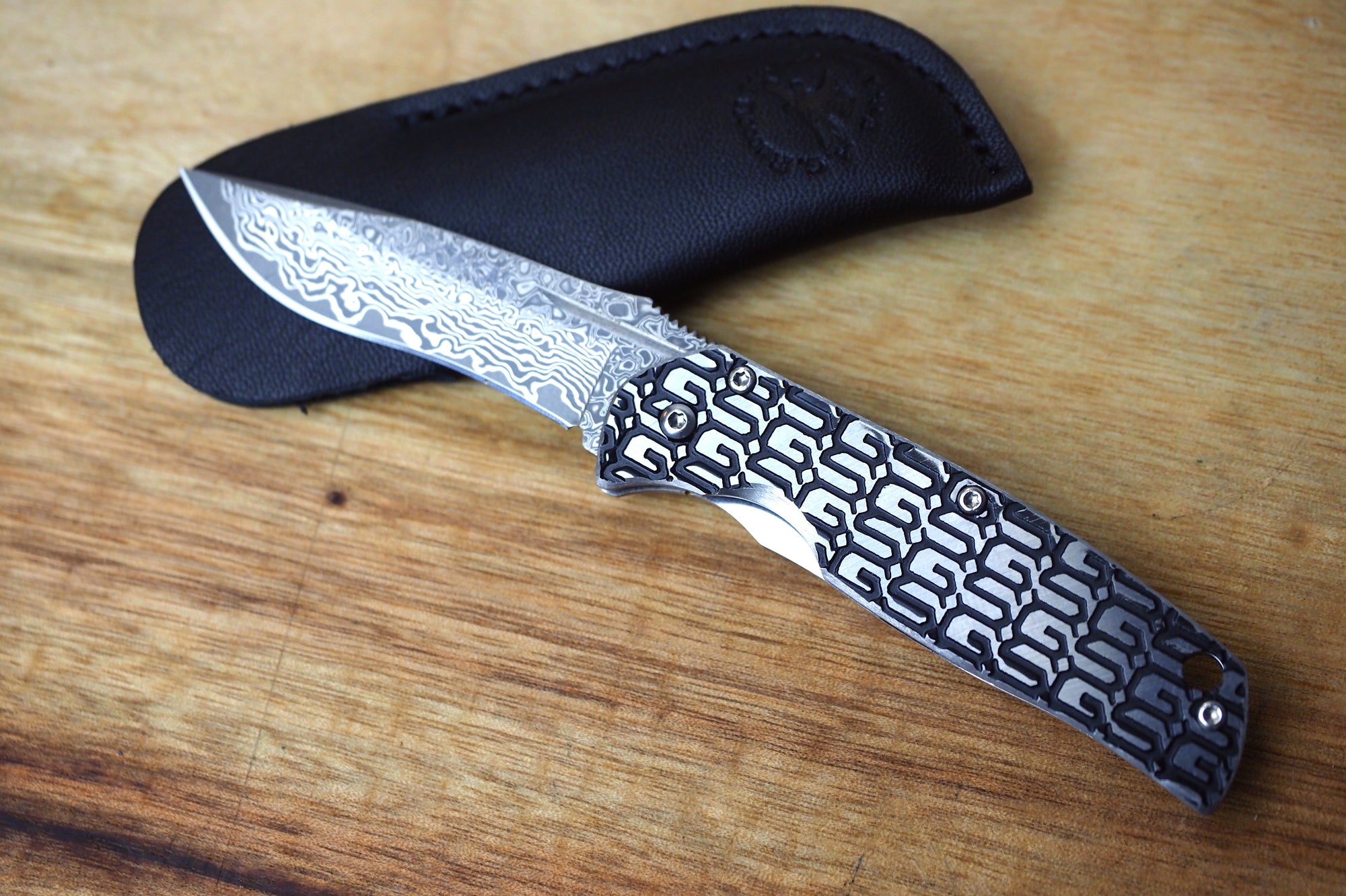 Folding Knife - Gentleman Knife Black GS Pattern Damascus VG10 Steel w ...
