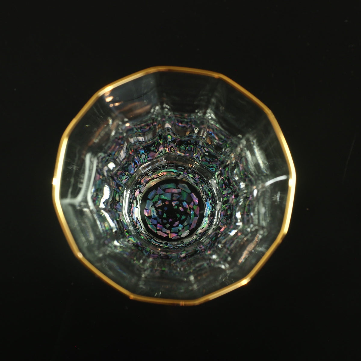 "Raden" Lacquer Coated Glass 70ml - Kaleidoscope Glass with Stone Wall ...