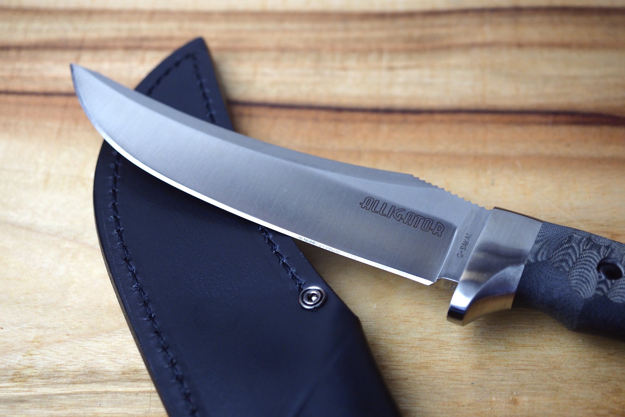 Outdoor Knife - ALLIGATOR Fixed VG10 Steel with Micarta Handle (Leathe ...
